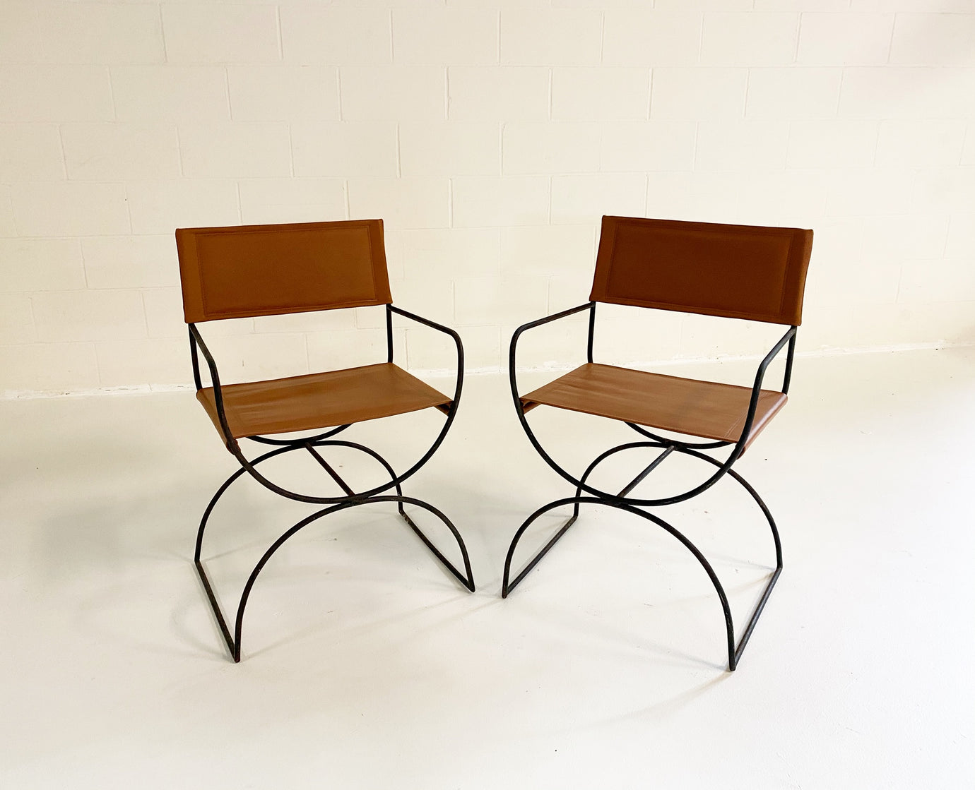 Iron Curule Chairs in Loro Piana Leather, pair – FORSYTH