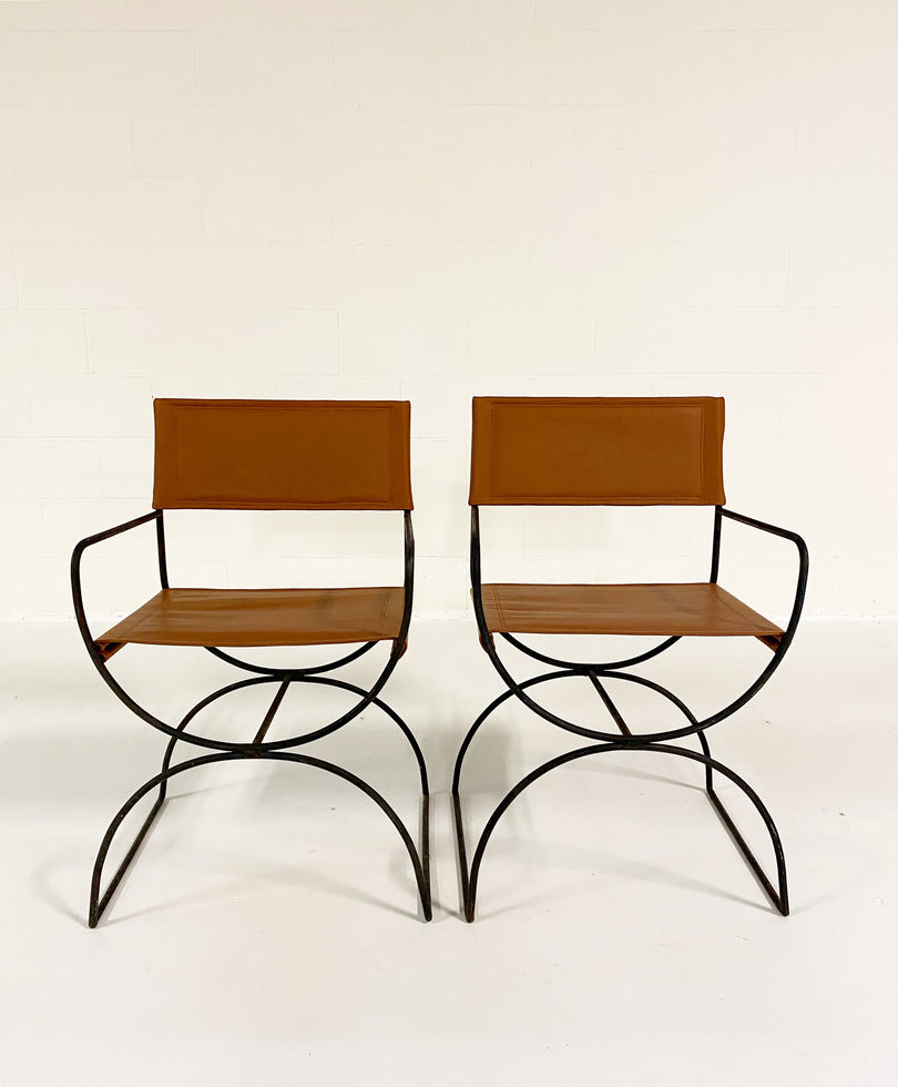 Iron Curule Chairs in Loro Piana Leather, pair – FORSYTH