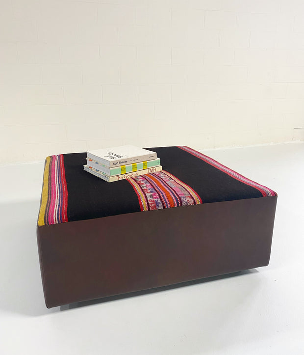 One-of-a-Kind Ottoman with Vintage Peruvian Textile, Black – FORSYTH
